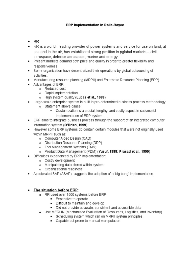 ERP Implementation in RR | PDF | Enterprise Resource Planning | Business Process