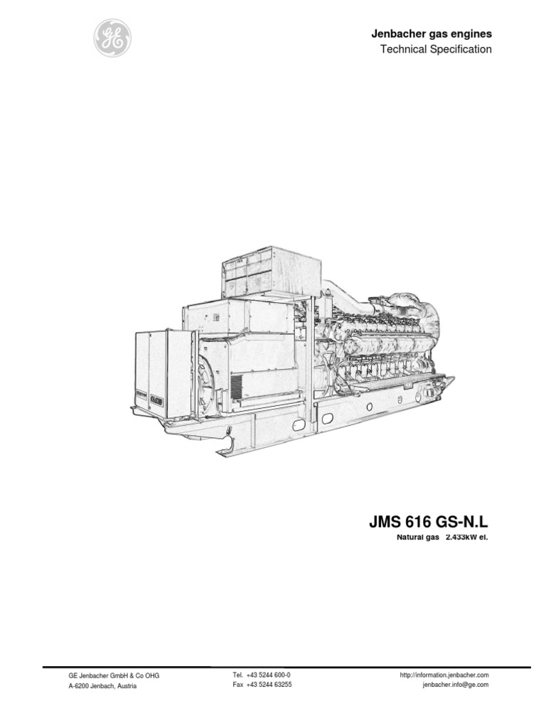 Technical Specifications for a Jenbacher JMS 616 GS-N.L Natural Gas ...