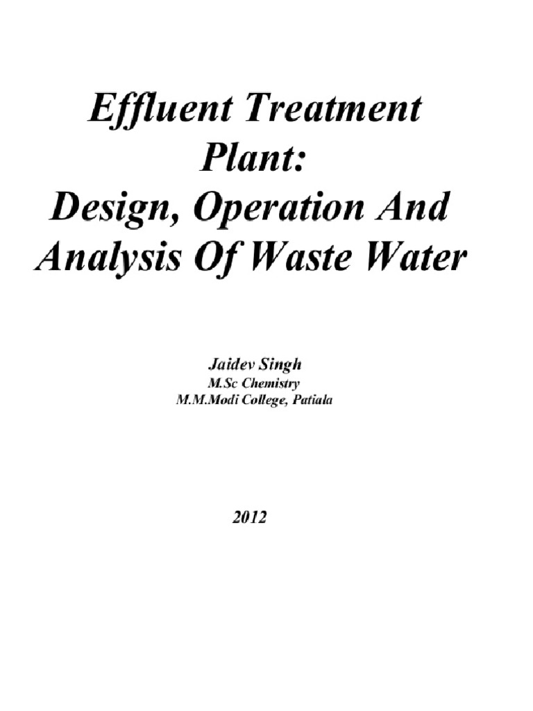 Effluent Treatment Plant Design Operation and Analysis of Waste Water ...