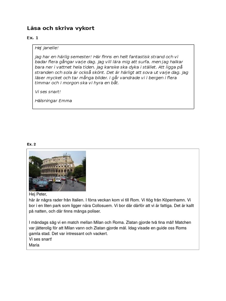 Vykort Exempel | PDF