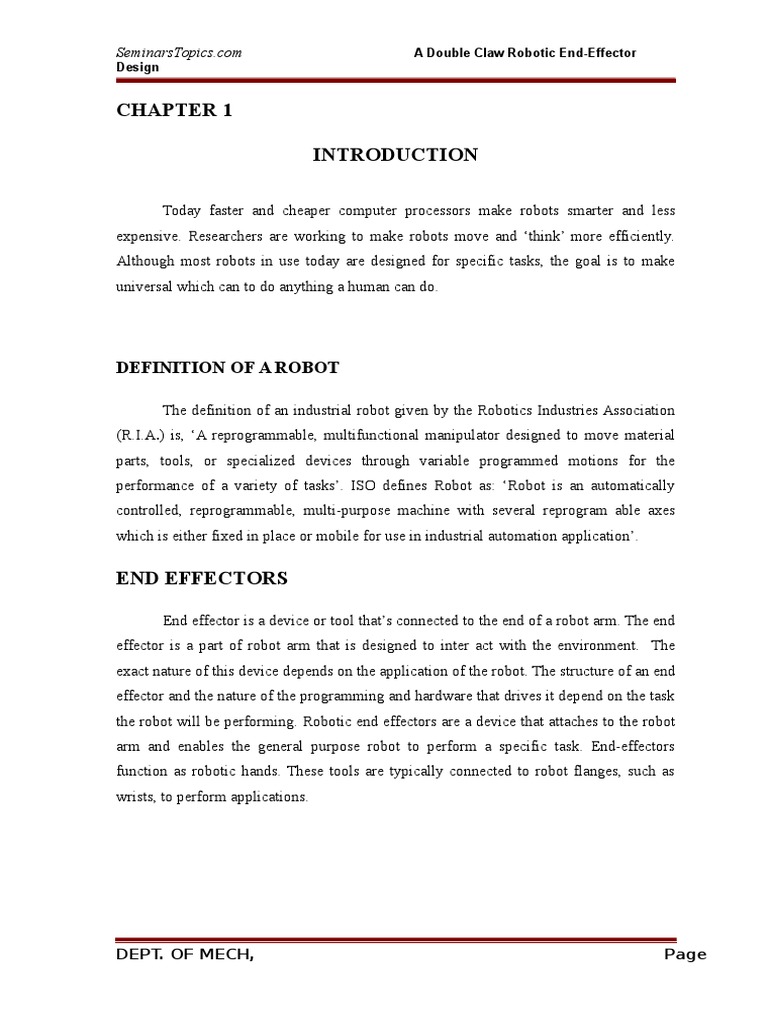 A Double Claw Robotic End Effector | PDF | Robot | Robotics