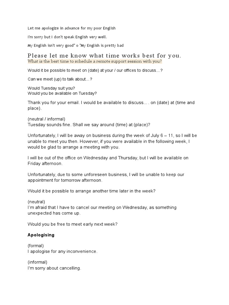 Convocar Reuniones Ingles | PDF