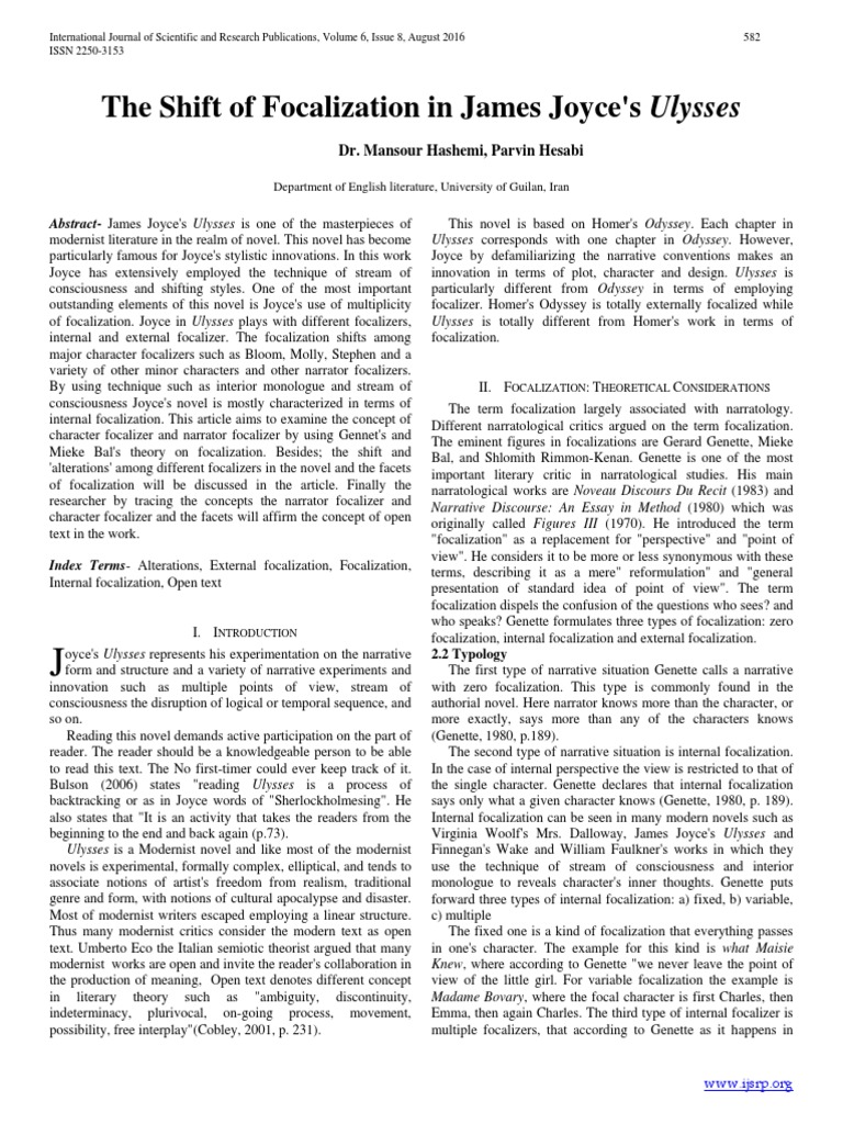 The Shift of Focalization in James Joyce's Ulysses | PDF | Ulysses ...