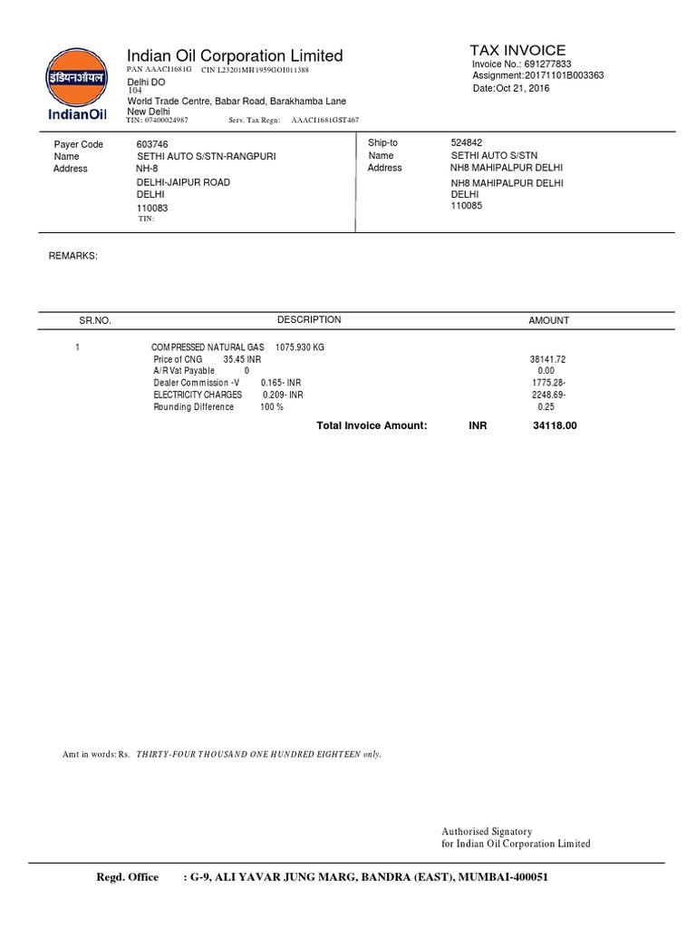 CNG Invoice On Mail | PDF