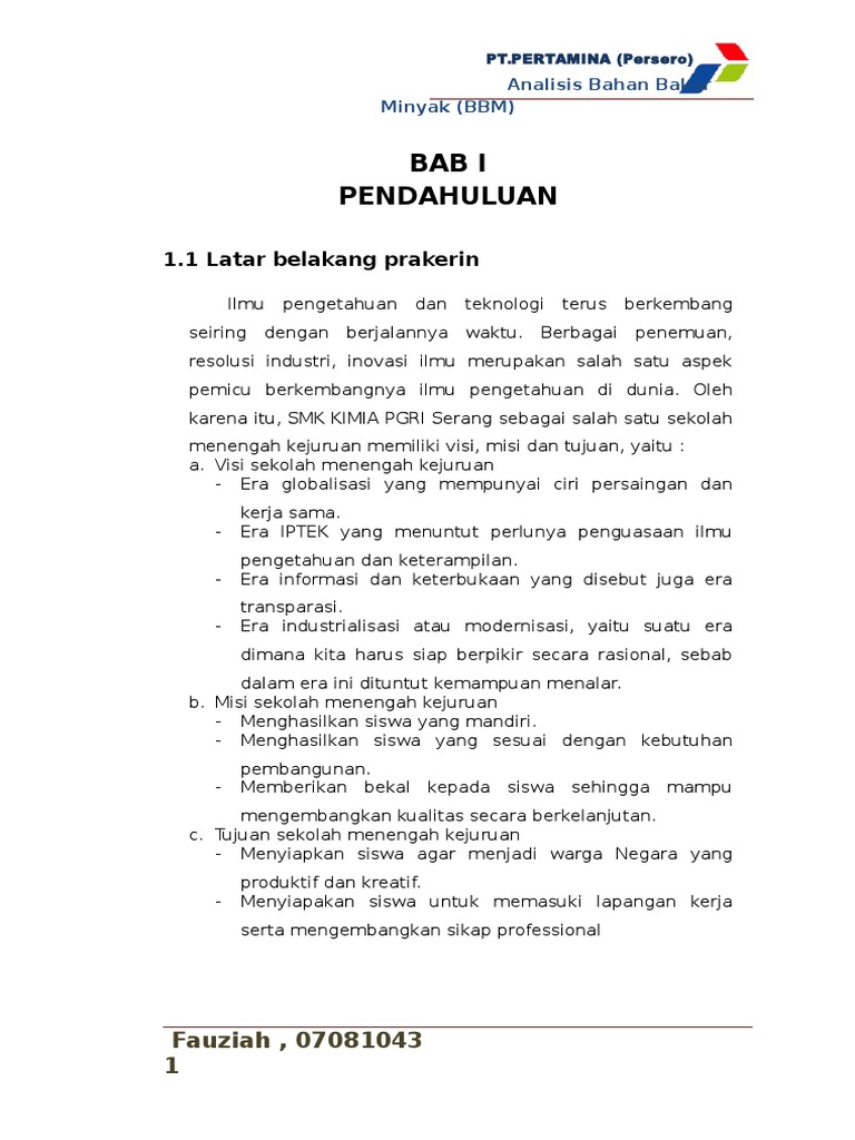 Laporan Pertamina | PDF
