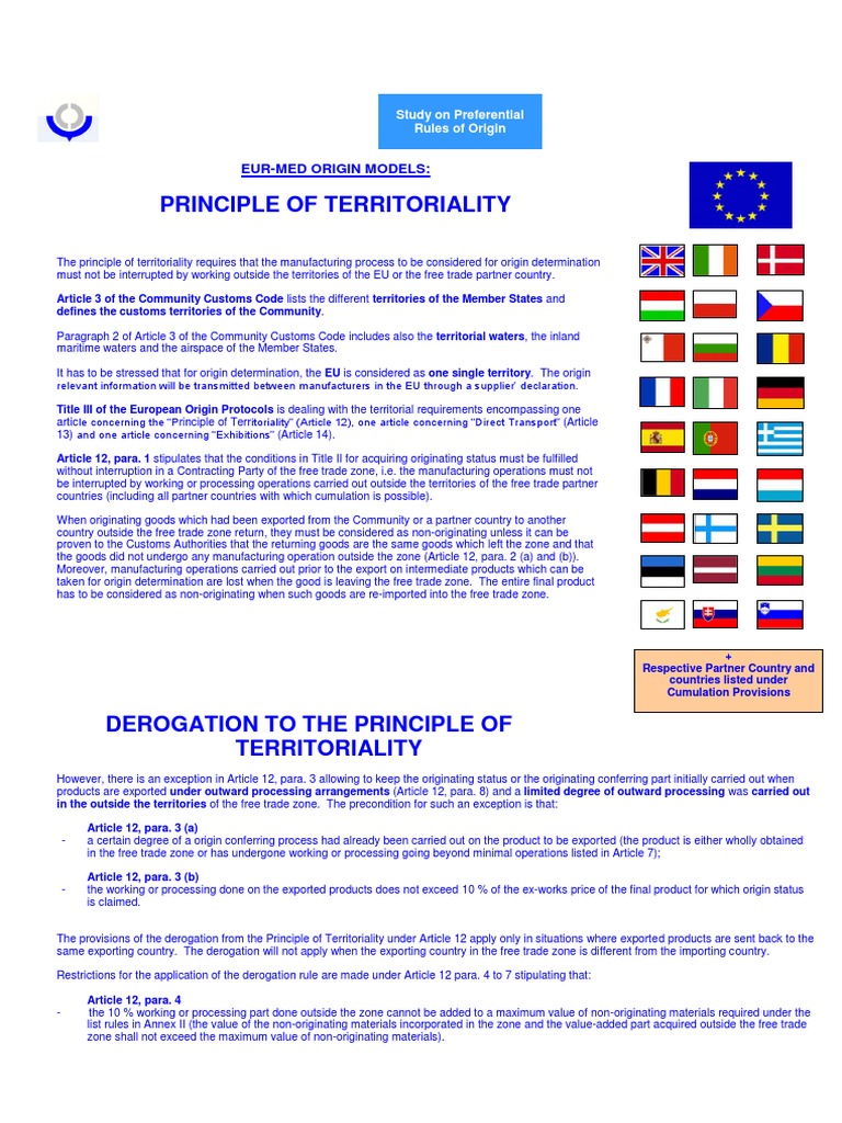 Territoriality Principle in EU Origin Models | PDF | International Law ...