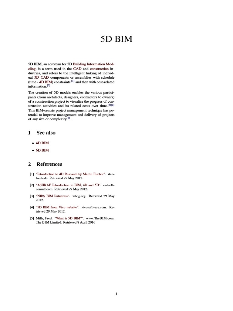 5D Bim: 1 See Also | PDF