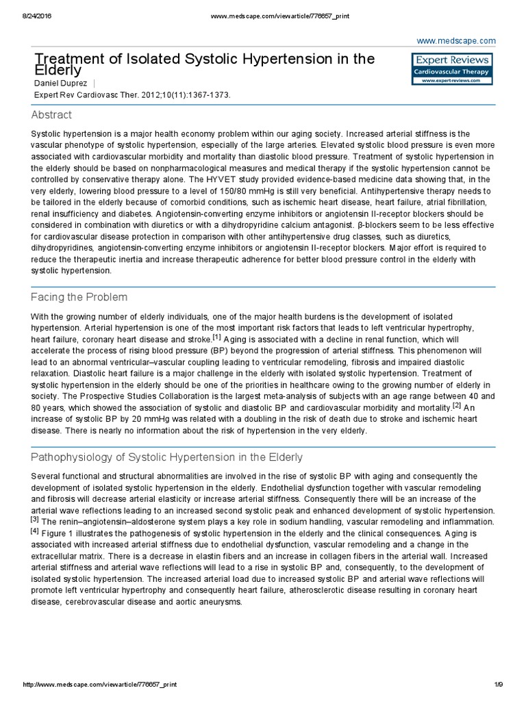 Journal of Isolated Systolic Hypertension | PDF | Hypertension | Blood ...