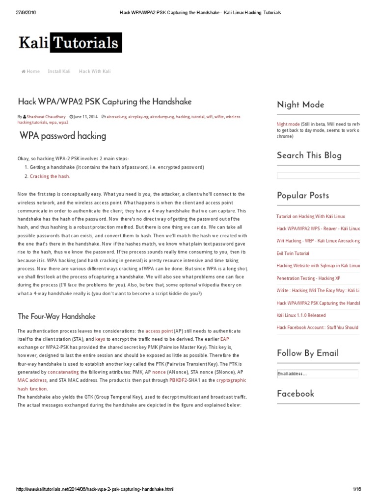 WPA Password Hacking: Hack WPA/WPA2 PSK Capturing The Handshake Night ...