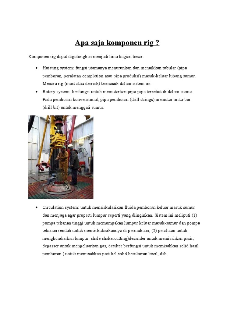 Komponen Utama Rig Pemboran Minyak | PDF