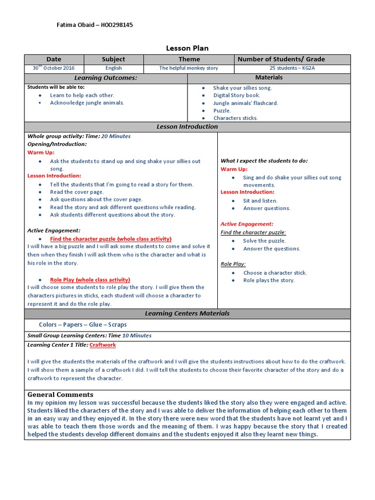 Lesson Plan - Story Book | PDF | Leisure
