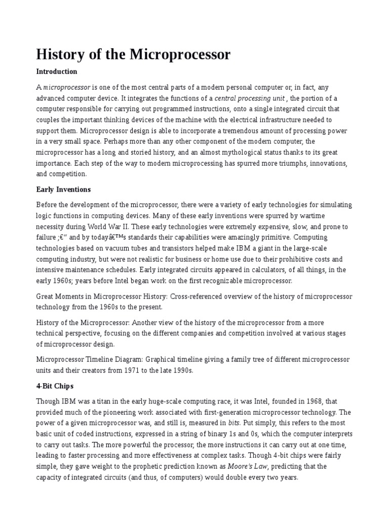 History of Microprocessor | PDF | Microprocessor | Intel