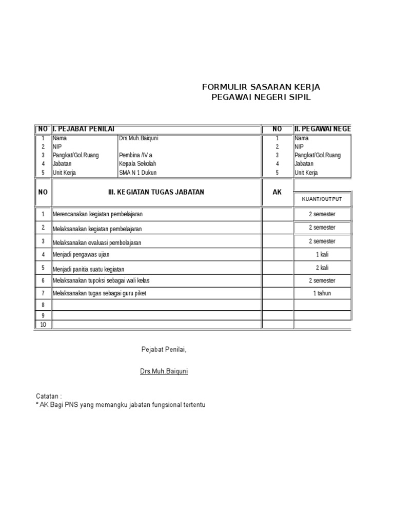 FORMULIR SKP Baru | PDF