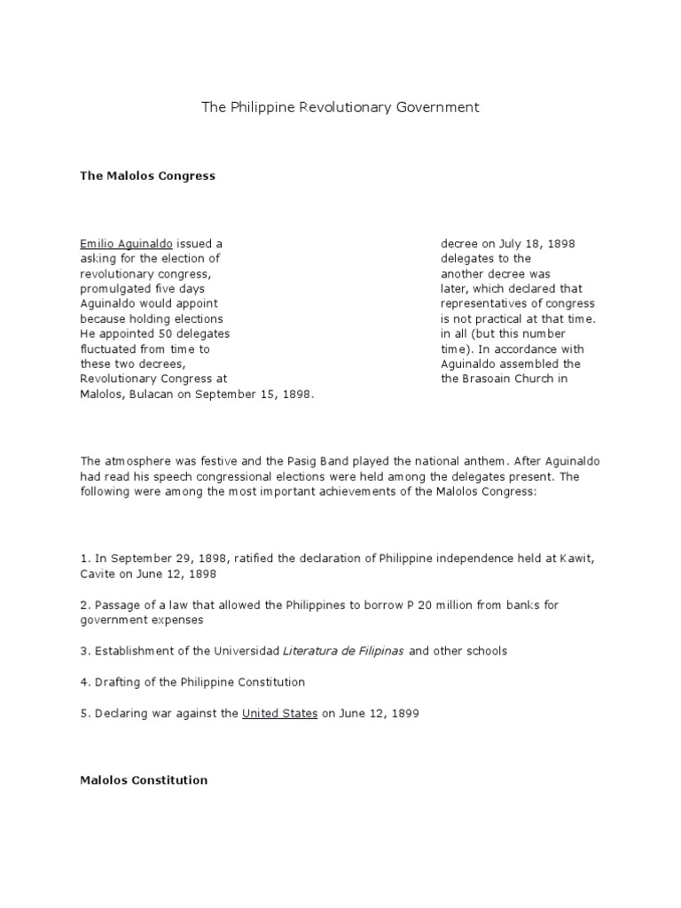 The Philippine Revolutionary Government | PDF | Philippines ...