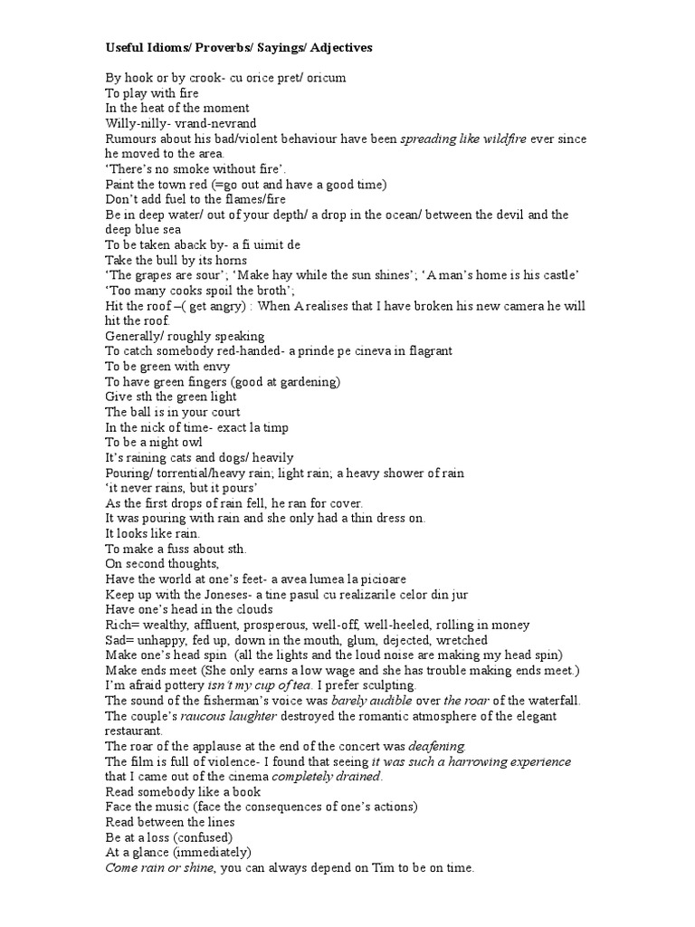 Useful Idioms/ Proverbs/ Sayings/ Adjectives: Come Rain or Shine, You ...