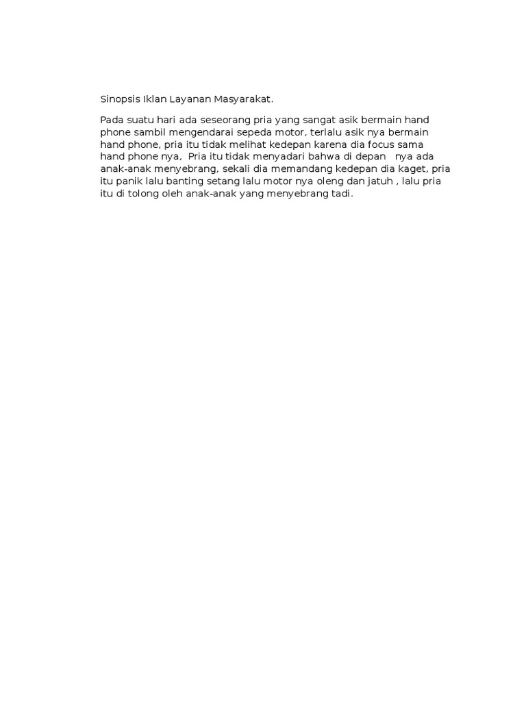 Sinopsis Iklan Layanan Masyarakat | PDF