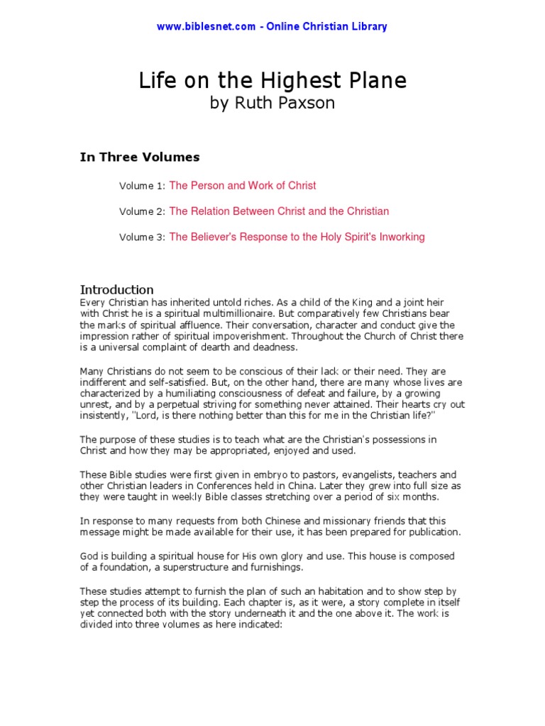 Ruth Paxson Life On The Highest Plane Volume 1 The Person and Work of ...