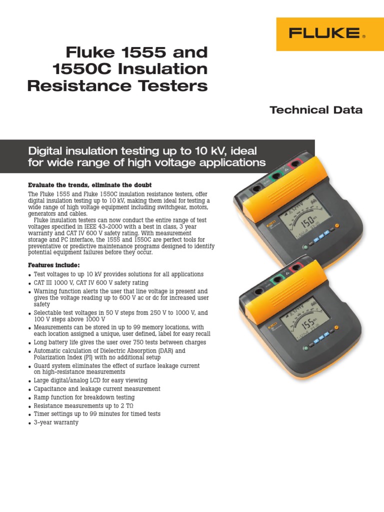 Fluke Isolator Tester 1555 | PDF | Capacitor | Insulator (Electricity)