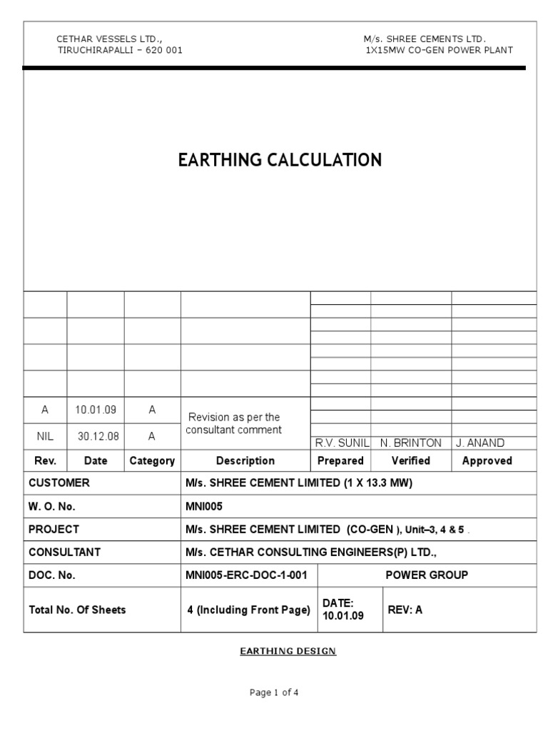 Earthing Calculation | PDF | Electrical Conductor | Electrical ...