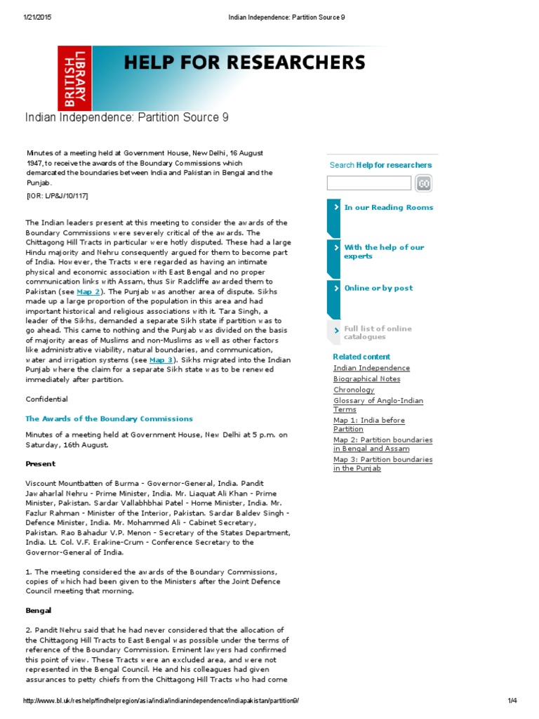 Indian Independence - Partition Source 9 | PDF | Partition Of India ...