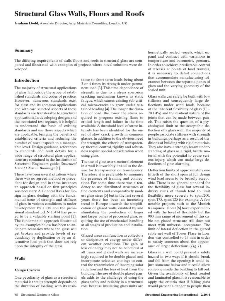 Structural Glass Walls, Floors and Roofs | PDF | Glasses | Structural Load