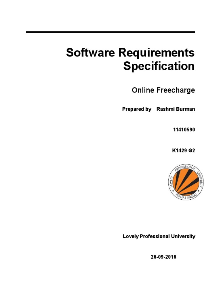 Software Requirements Specification: Online Freecharge | PDF | User (Computing) | Databases