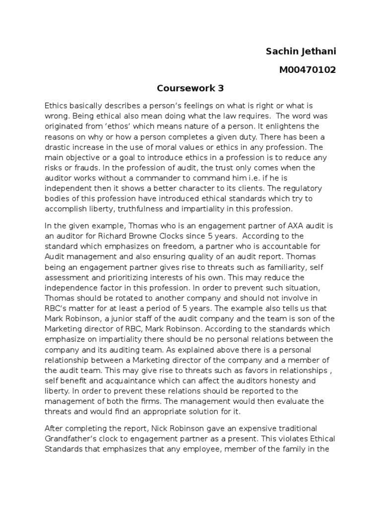 Analysis of Various Ethical Issues Faced by Auditors in their ...