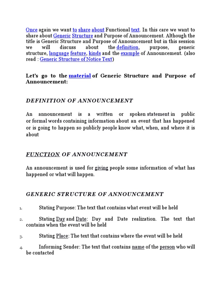 Once To Share About Text Generic Structure Language Feature Kinds ...