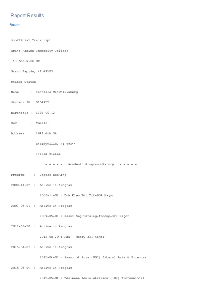 Unofficial Transcripts | PDF | Academic Term | Bachelor Of Arts