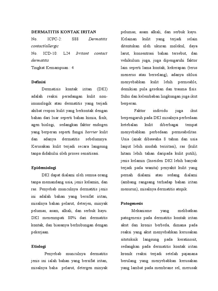 Dermatitis Kontak Iritan | PDF