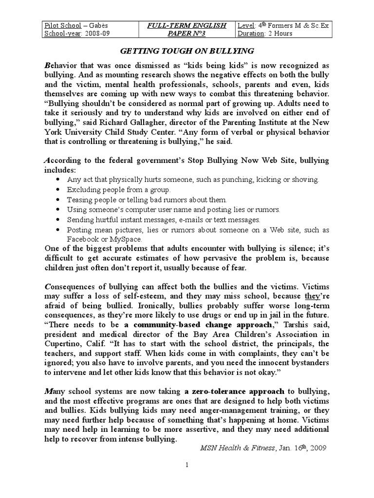 Reading Comprehension About Cyberbullying | Download Free PDF ...