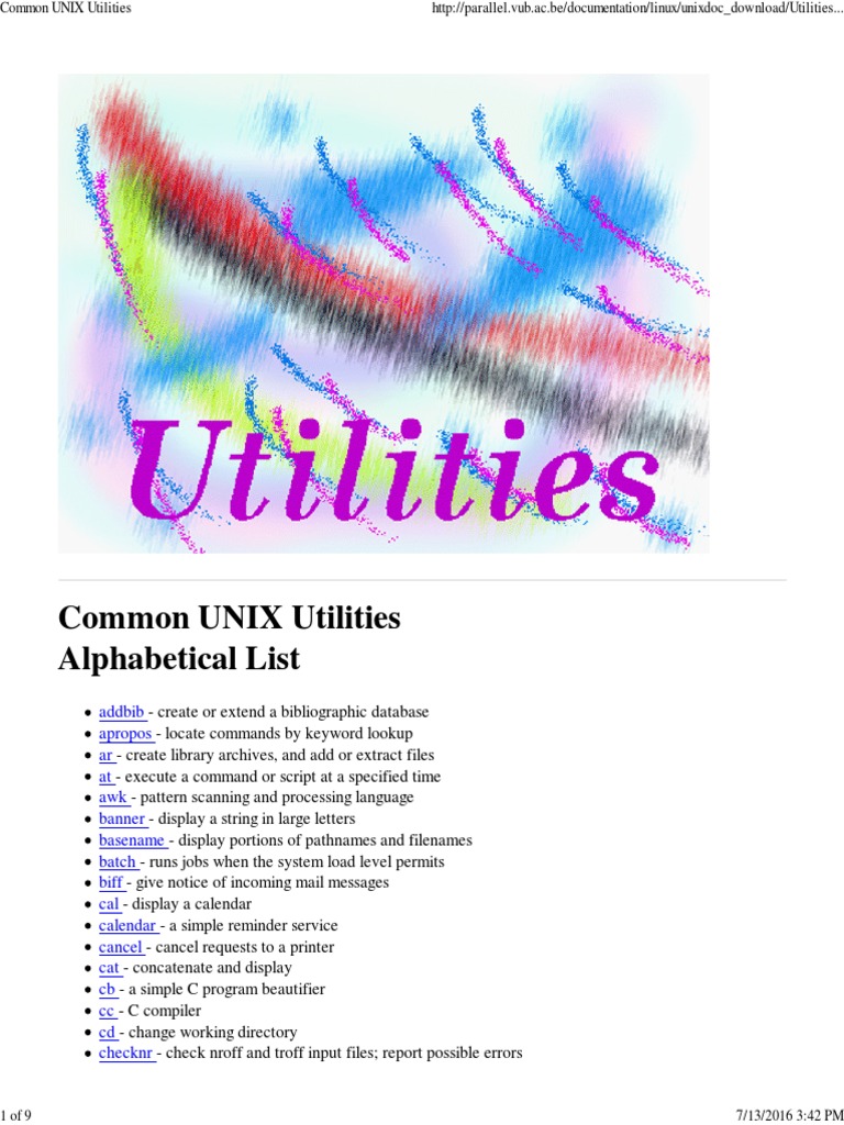 Common UNIX Utilities PDF | PDF | Computer Terminal | C (Programming Language)