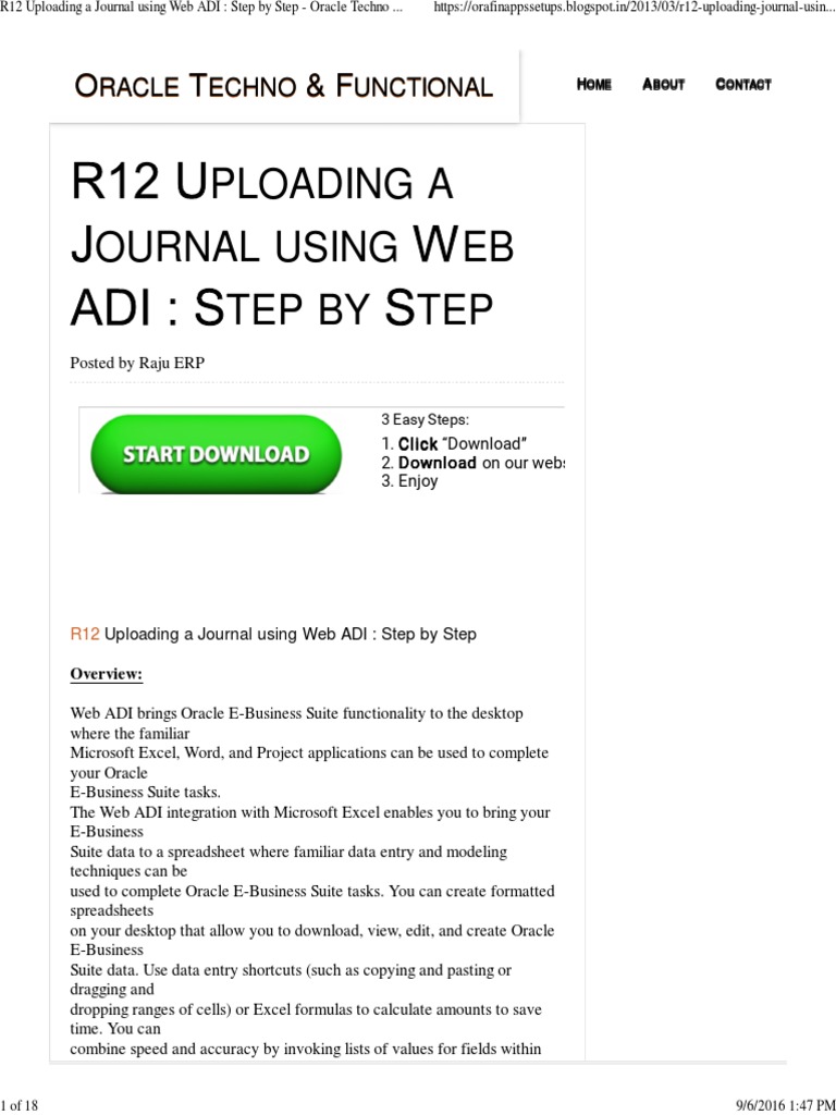 R12 Uploading A Journal Using Web ADI - Step by Step - Oracle Techno & Functional | PDF ...