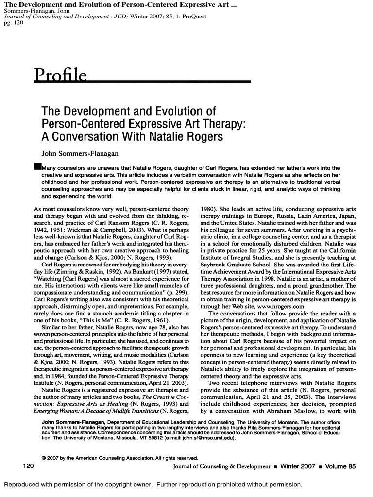 The Development and Evolution of Person-Centered Expressive Art Therapy ...