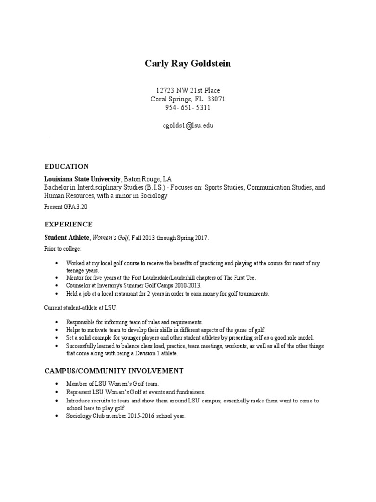 Carly Ray Goldstein Resume | PDF