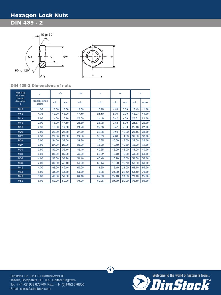 Hexagon Lock Nuts DIN 439 - 2 | PDF | Nut (Hardware) | Industrial Processes