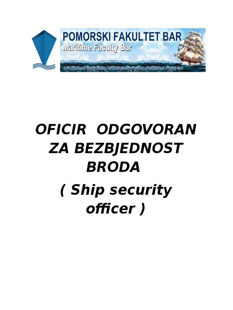 Ship Security Officer (Sso) | PDF