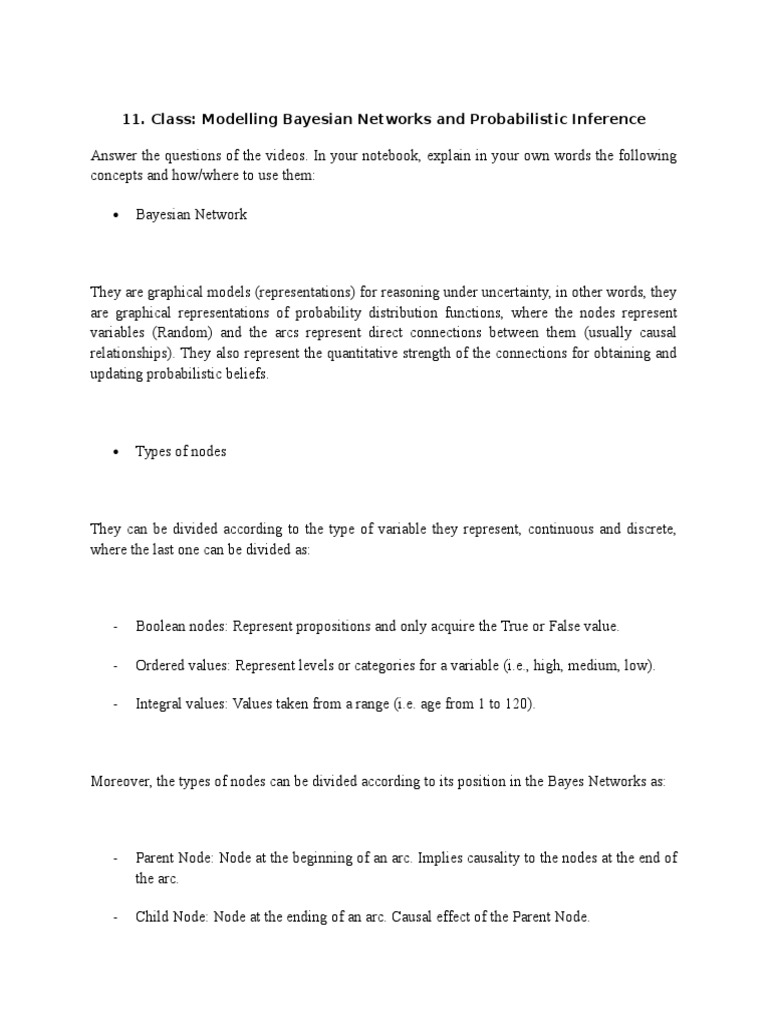 Class: Modelling Bayesian Networks and Probabilistic Inference | PDF | Bayesian Network ...