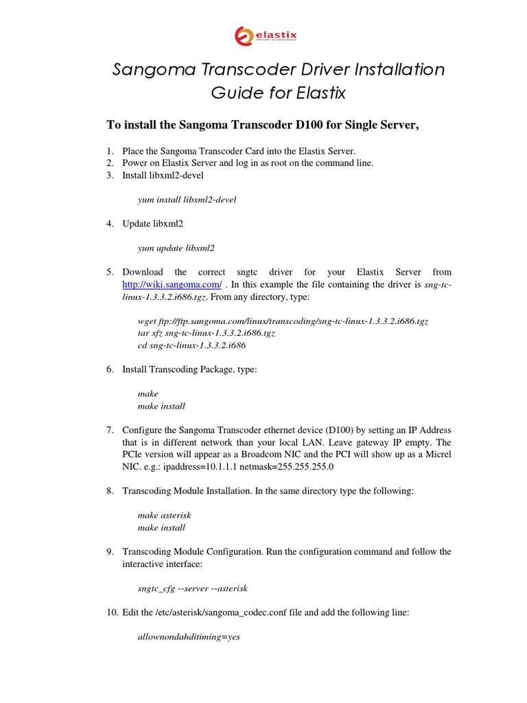 Sangoma Transcoder Installation Guide | PDF | Network Interface ...