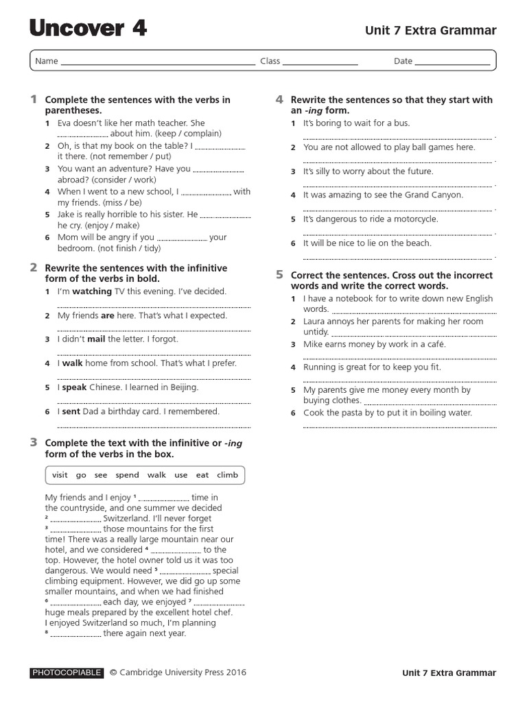 Unit 7 Grammar Extra PDF | PDF