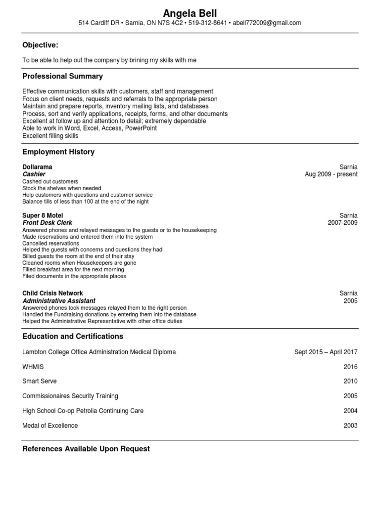 Angela Bell Resume 1 | PDF