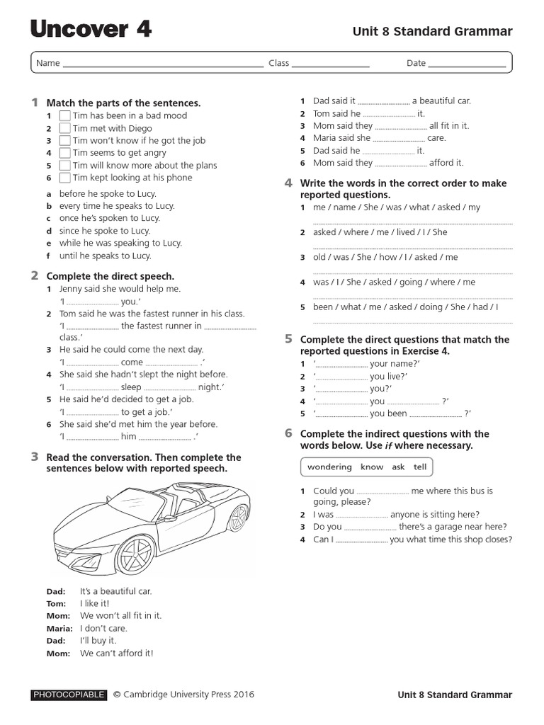 Unit 8 Grammar Standard | PDF