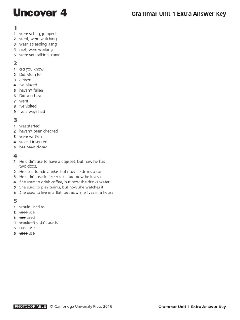 Unit 1 Grammar Extra Answer Key | PDF