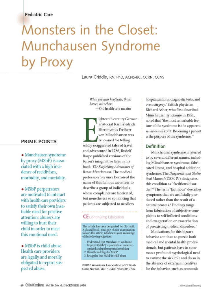 Munchausen Syndrome by Proxy | PDF | Medical Diagnosis | Child Abuse