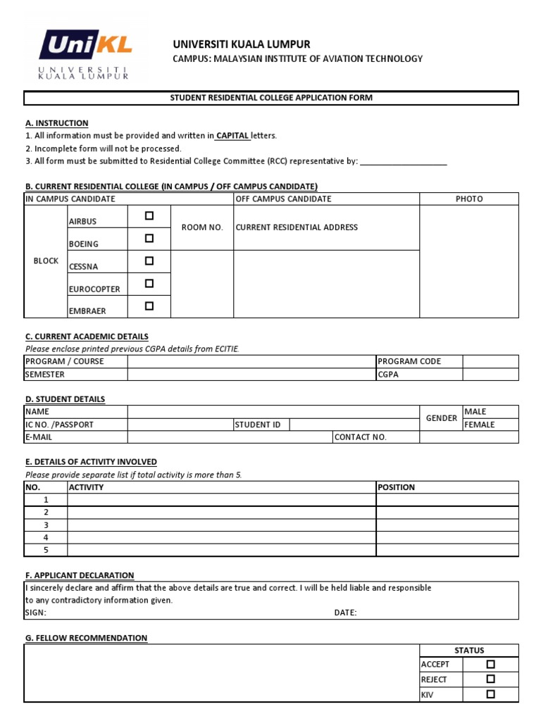 Hostel Application Form | PDF