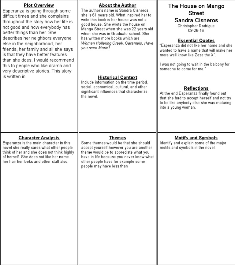 Novel Notes - Christopher Rodriguez | PDF