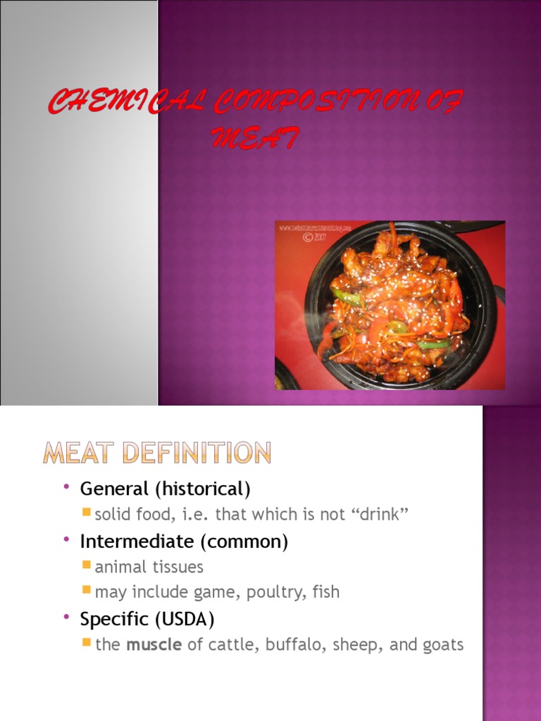 Chemical Composition of Meat | PDF | Meat | Nutrition