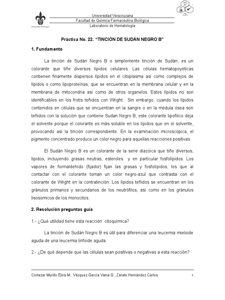 Pract 22 Tincion Sudan | PDF | Tinción | Leucemia
