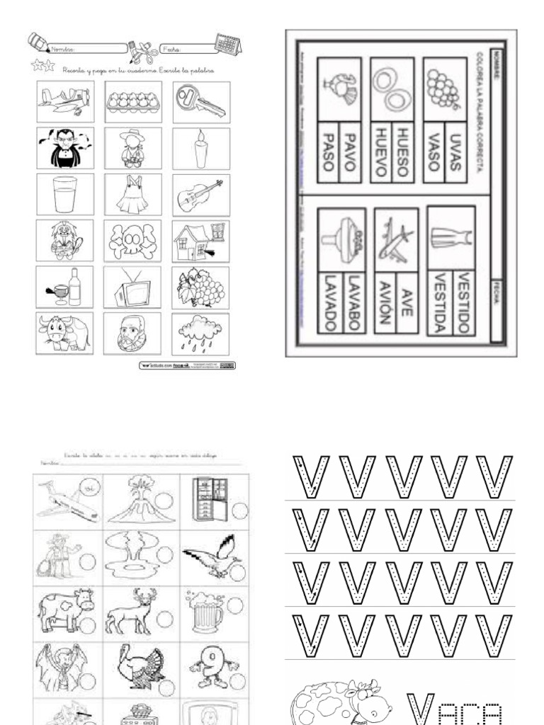 Actividades Imprimibles Con La Letra V Práctica De Lectura Silábica