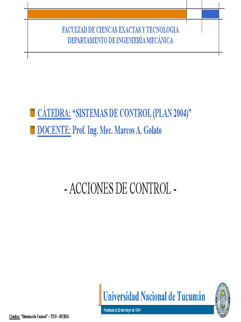 5 Acciones de Control 2016 | Descargar gratis PDF | Sistema de control ...
